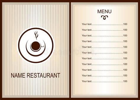 Menu Design With Coffee Or Tea Shop Logo Stock Vector Illustration