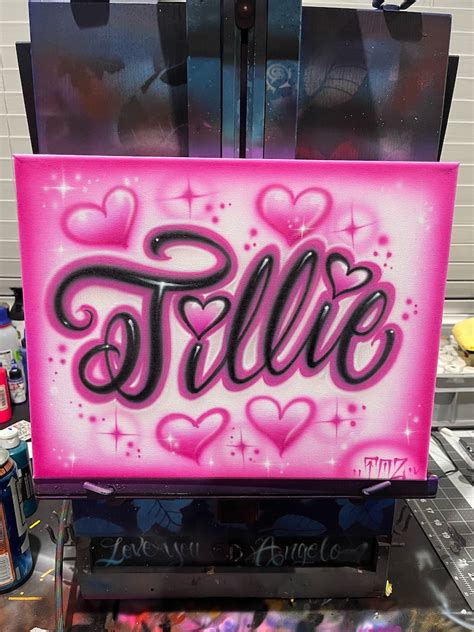 Airbrush Canvas Script Name Design Etsy