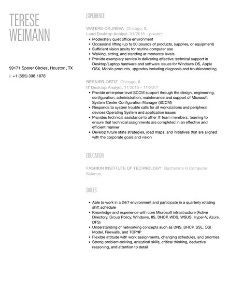 Desktop Analyst Resume Samples Velvet Jobs