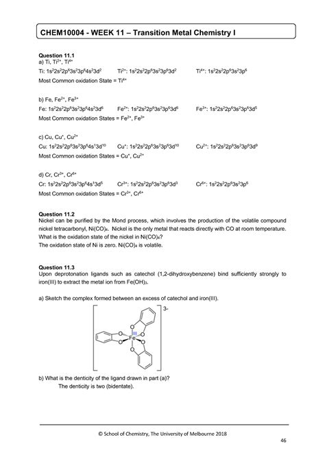 Week 11 Chem10004 Tute Soln S2 2019 10 Warning Tt Undefined Function 32 © School Of