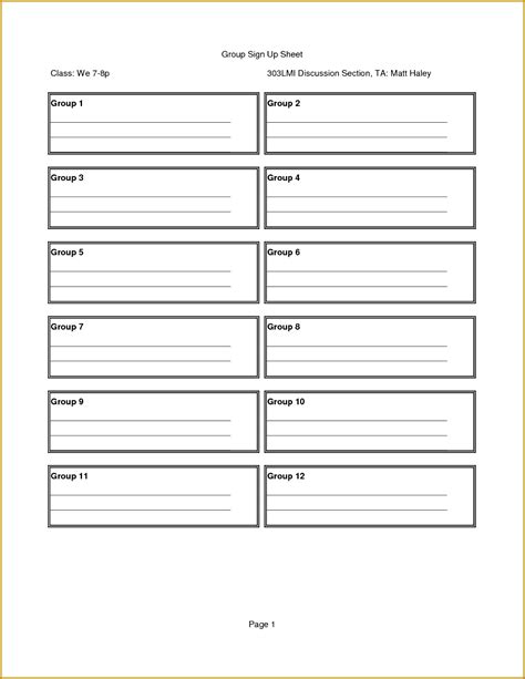 Karaoke Sign Up Sheet Template