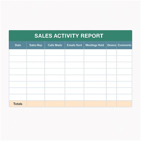 Sales Activity Report Template Excel Tracking Sheet