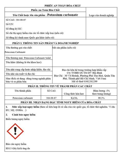 Msds Of K2co3 Pdf