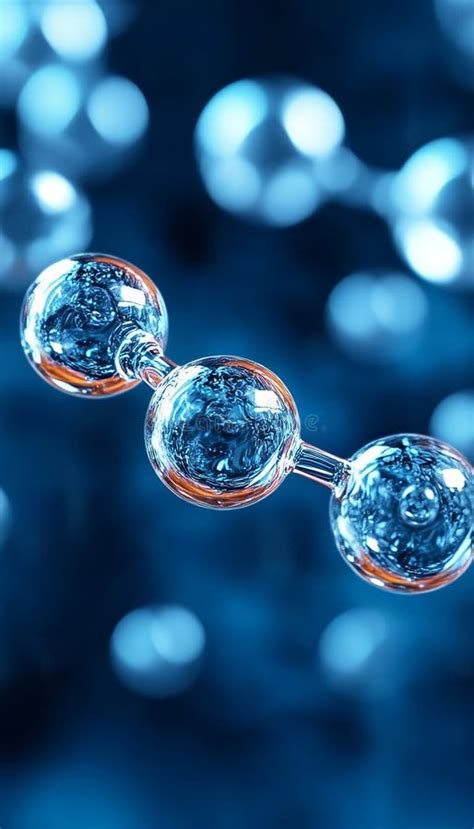 Translucent Glowing Molecule Chain On Blue Scientific Microscopic View Of Molecular Structure