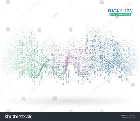 Abstract Data Flow Background With Binary Code Dynamic Waves Technology Concept Vector
