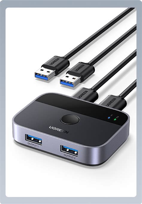 Ugreen Usb 3 0 Switch 2 Computers Sharing Usb C And A Devices 4 Port Usb Switcher