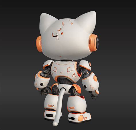 3d Model Of Cute Robo Cat Animated And Printable 3d Print By Azekapeka
