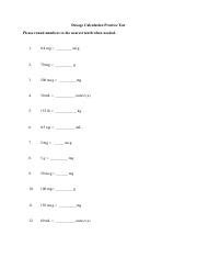 Dosage Calculation Practice Test Pdf Dosage Calculation Practice Test Please Round Numbers To