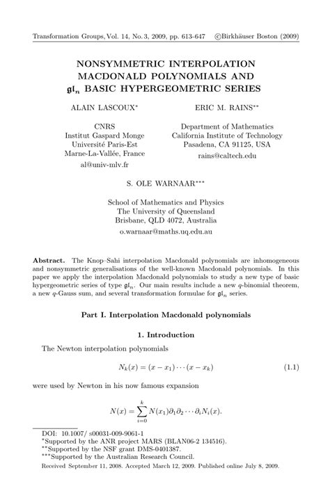 pdf nonsymmetric interpolation macdonald polynomials and g n basic hypergeometric series