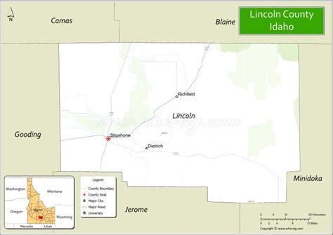 Map Of Lincoln County Idaho Where Is Located Cities Population