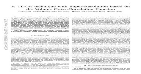A Tdoa Technique With Super Resolution Based On The Volume Cross