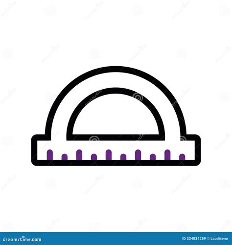 Protractor Icon With Purple Measurements And Black Outline Vector