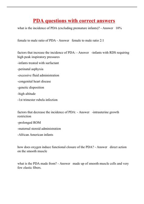 PDA Questions With Correct Answers PDA Stuvia US