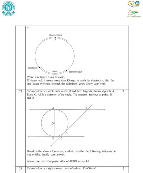 Cbse Class 10th Mathematics Additional Practice Question Papers