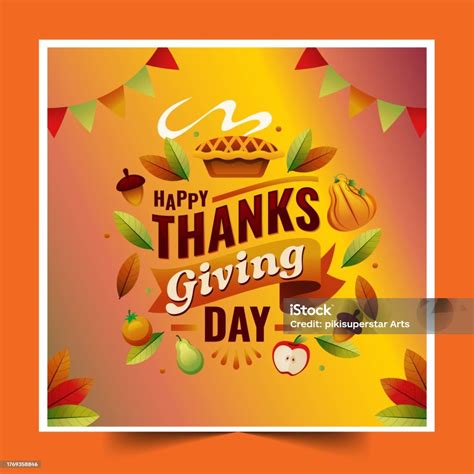 그라데이션 텍스트 추수 감사절 축하 디자인 벡터 일러스트 레이 션 10월에 대한 스톡 벡터 아트 및 기타 이미지 10월 3차원 형태 가득 찬 Istock