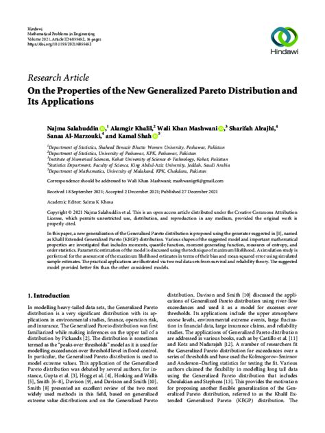 Pdf On The Properties Of The New Generalized Pareto Distribution And Its Applications