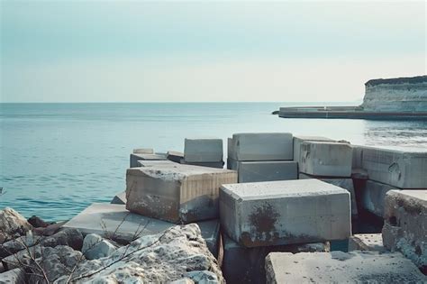 A Large Stack Of Concrete Blocks With The Word No On The Bottom