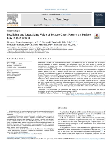 Localizing And Lateralizing Value Of Seizure Onset Pattern On Surface Eeg In Fcd Type Ii Pdf