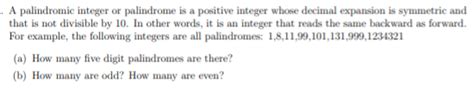 solved a palindromic integer or palindrome is a positive