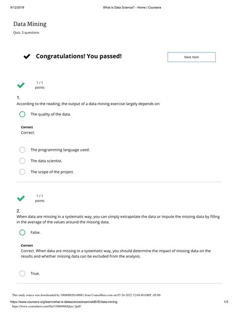 Cs 267 Data Mining Quiz 5 Questions With Correct Answers Cs 267 Data