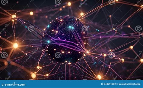 Futuristic Network Data Visualization With Glowing Nodes And Connections Design Stock