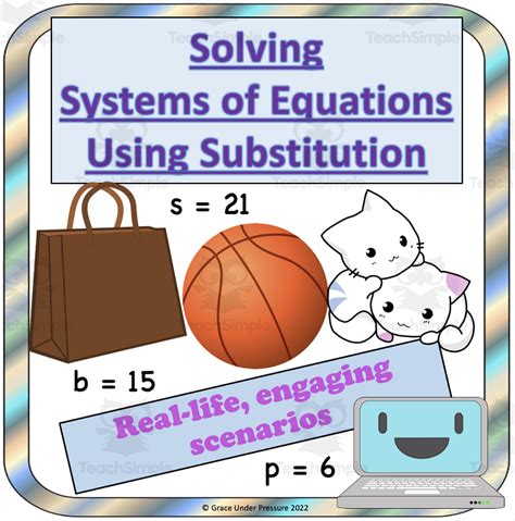 Systems Of Equations Word Problems Worksheet Using Substitution By Teach Simple