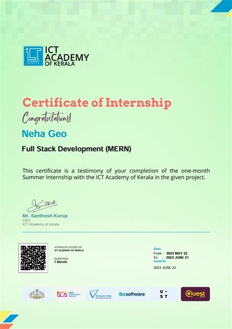 Im Thrilled To Have Completed My Internship In Full Stack Development