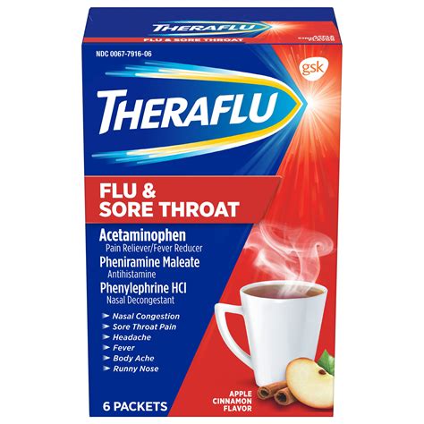 Theraflu Cold And Flu Medicine For Multisymptom Flu And Sore Throat Relief Apple Cinnamon