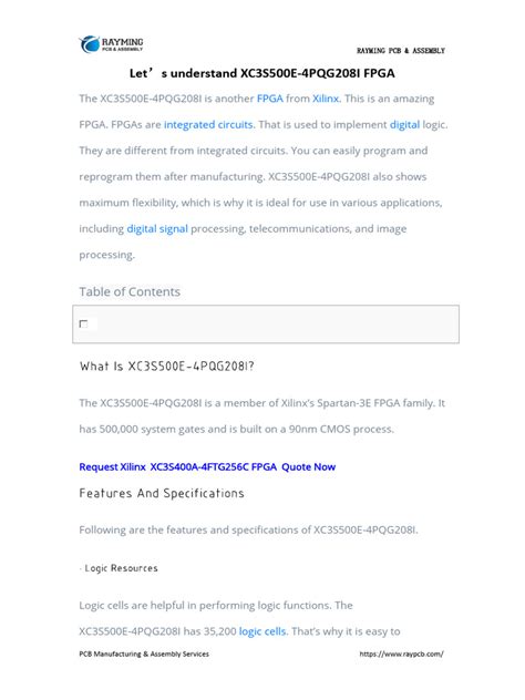 let s understand xc3s500e 4pqg208i fpga pdf field programmable gate