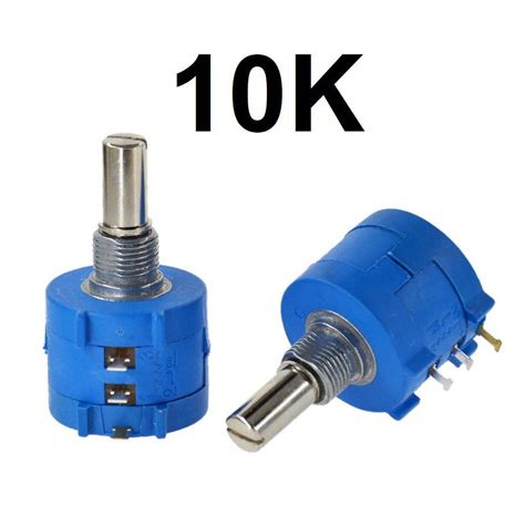 10k Ohm Rotary Potentiometer Variable Dial Resistor Precision 10 Multiturn Blue