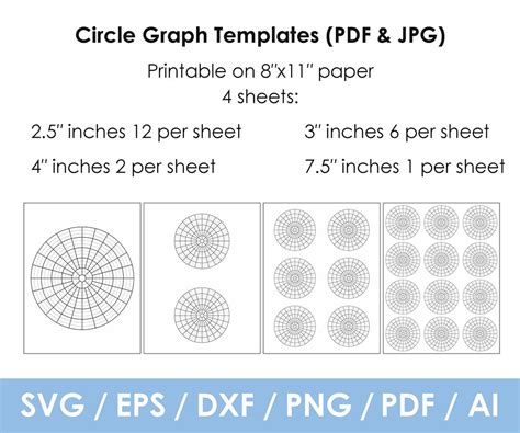 Circle Graph Template Bundle 4 Size Beading Pattern Pdf Etsy