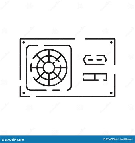 Computer Hardware Line Icon Graphic Card Or Processor And Ram Gpu Or Cpu And Cooler Case With