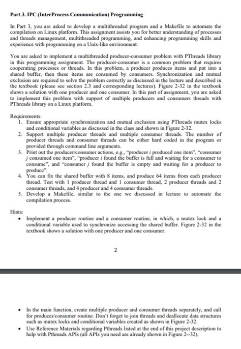 Solved Part 3 Ipc Interprocess Communication Programming