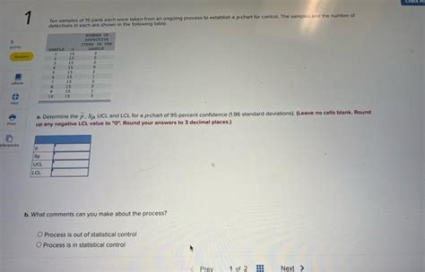 solved ten samples of 15 parts each were taken from an