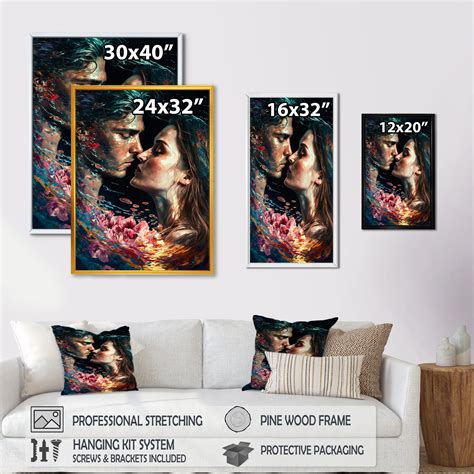 Loving Couple Kissing Floral Design Ii Designart Wall Art Mirrors