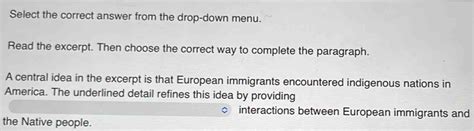 select the correct answer from the drop down menu read the excerpt