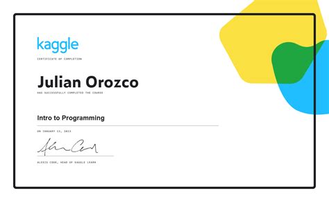 Julian Orozco Completed The Intro To Programming Course On Kaggle