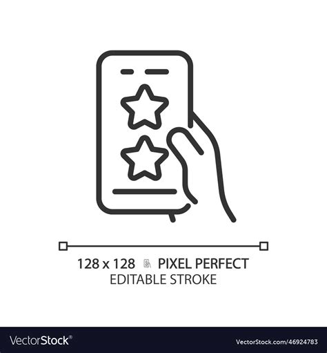 Mobile Rating Pixel Perfect Linear Icon Royalty Free Vector
