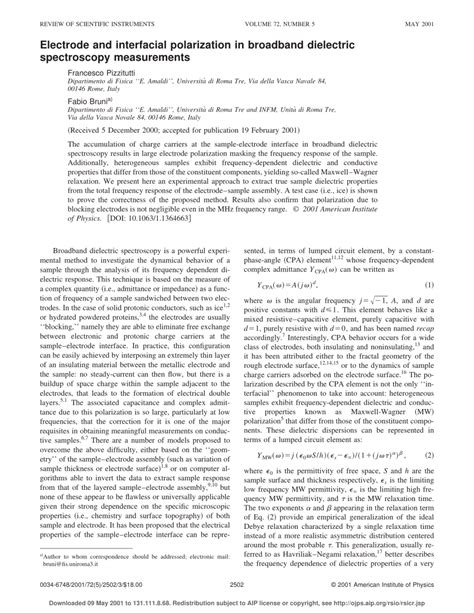 Pdf Electrode And Interfacial Polarization In Broadband Dielectric Spectroscopy Measurements
