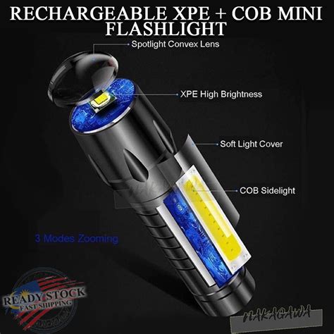 Usb Rechargeable Led Mini Flashlight Torchlight 2 In 1 Flashlight