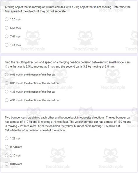 Physics Google Form Test Conservation Of Momentum By Teach Simple