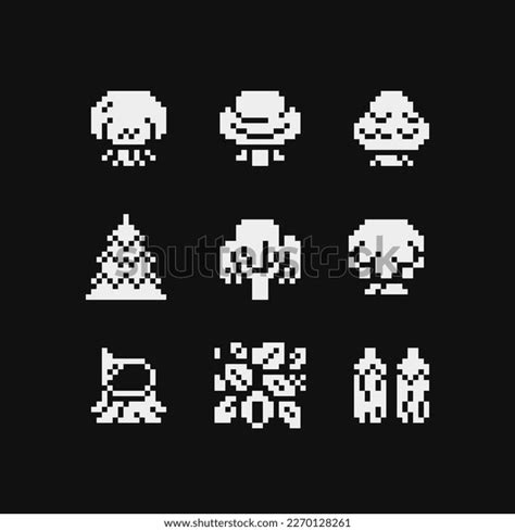 Trees Set Pixel Art Style Isolated Stock Vector Royalty Free Shutterstock