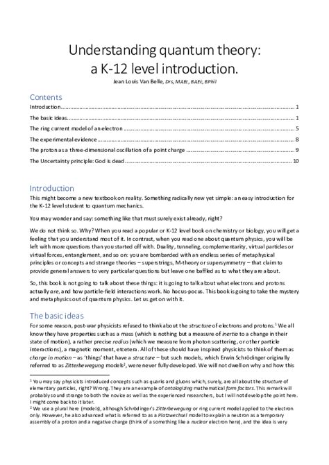 Pdf Understanding Quantum Theory A K 12 Level Introduction
