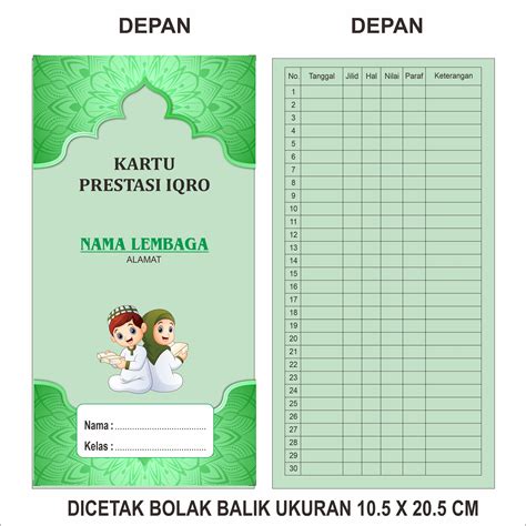 Kartu Prestasi Iqro Isi 12 Lbr Prestasi Santri Mengaji Tpa Tpq Madin Lazada Indonesia