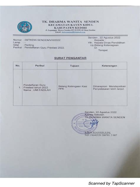 Surat Pengantar Guru Berprestasi Pdf