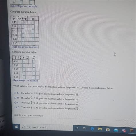 Solved Complete The Tables For Different Values Of P And 1