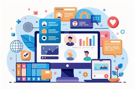 A Vibrant Illustration Featuring A Customizable Intranet Interface With User Profiles Graphs