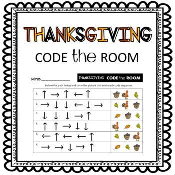 Unplugged Coding Thanksgiving By Weekly Wonders Kinder TPT