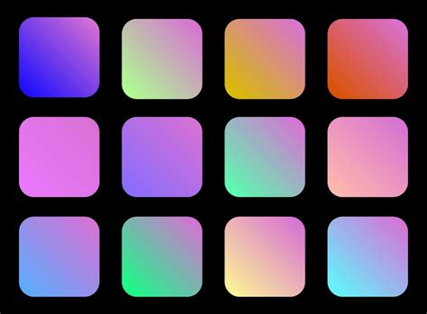 Colorful Orchid Color Shade Linear Gradient Palette Swatches Web Kit Rounded Squares Template