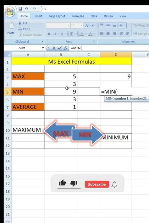 Maximum Minimum And Average Formula In Excel Shorts Exceltips